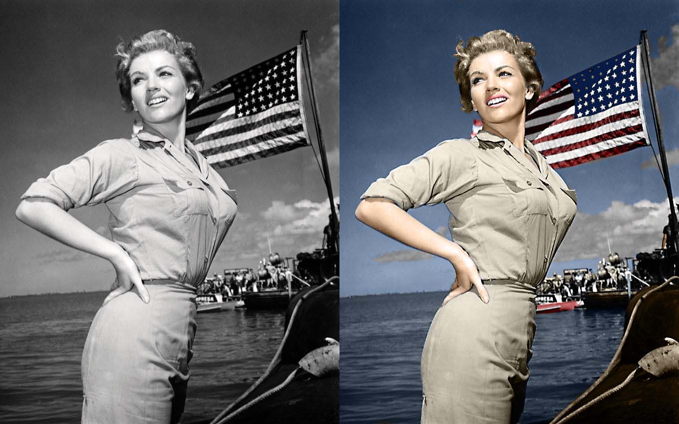 Actress Joan O'Brien from Operation Petticoat (1959) : r/Colorization